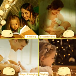 LOVERUIS Cat Night Light, Nursery Lamp for Children Kid Lamp Bedroom Cute Timer Kitty Light Baby Silicone Nightlights Birthday Gifts Bedroom Decor for Boy Teenager Girls Toddlers Bedroom (Kitty)