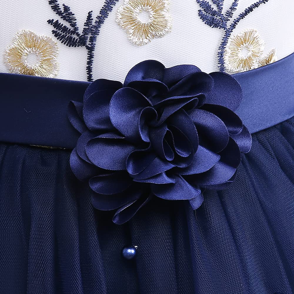 TUIJI Toddler Baby Party Christmas Easter Dresses Birthday Wedding Little Flower Girl Ruffled Pageant Formal Dress 12M 18M Navy Blue 80