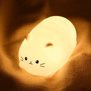 loveruis cat night light, nursery lamp for children kid lamp bedroom cute timer kitty light baby silicone nightlights birthday gifts bedroom decor for boy teenager girls toddlers bedroom (kitty)