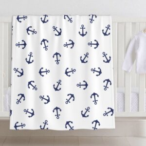 baby blanket anchor for boy girl white navy marine newborn 30x40 inch toddler infant nursery throw blankets double layer comfy soft plush stroller crib quilt