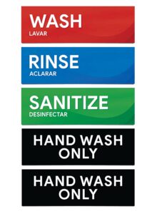 hand wash only & wash rinse sanitize sticker bundle