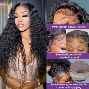 Alsother 22 Inch Deep Wave Lace Front Wigs Human Hair 13x4 HD Lace Frontal Human Hair Wig 180% Density Wet and Wavy Lace Front Wigs Glueless Wigs Human Hair Pre Plucked Deep Wave Wigs Human Hair