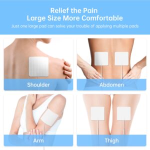 Extra Large Tens Unit Replacement Pads 4'' x 4" (12 Pcs) with Pad Holder, Reusable and Self-Stick Electrodes TENS Pads Compatible with AUVON TENS 7000 EMS Machine (Latex-Free and NonIrritating)