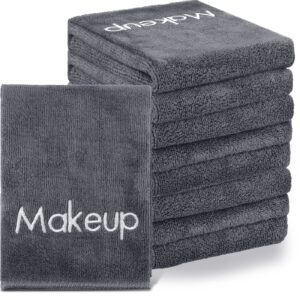 shimeyao 20 pack makeup washcloths microfiber makeup remover towels reusable quick dry face wash cloth soft washable fingertip facial makeup towels for cleansing hand and make up,13x13 inch(gray)