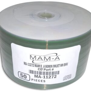 MAM-A (Mitsui) Digital-Audio White Inkjet HUB Printable 80-Minute CD-R's 50-Pak in Shrinkwrap 11272 0