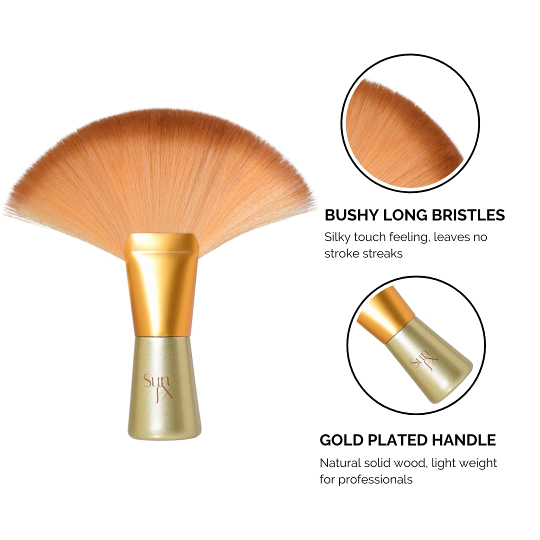 SunFX Finishing Powder Brush | Large Professional Fan Brush for Salon Use | Perfect For Spray Tan Powder