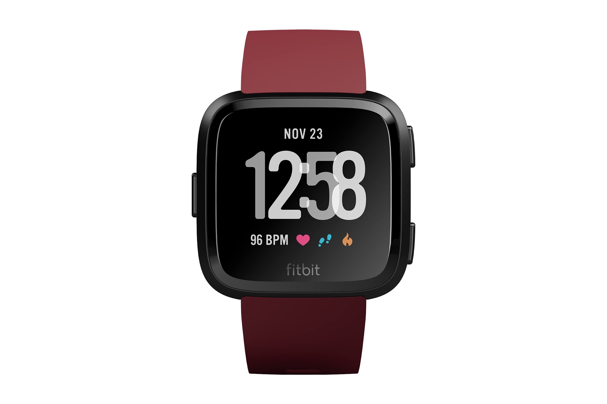 Fitbit Versa Smart Watch, Red Aluminium, One Size (S & L Bands Included) (Red Aluminium) (Renewed)