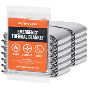 go time gear emergency blankets for survival (12 pack), mylar emergency survival gear for home, camping, hiking & outdoor survival kits, stay warm, dry, & safe with our compact space blanket