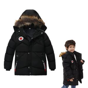 xifamniy boys down jacket fur collar hood thick warm winter coat parka padded outerwear 3-6t