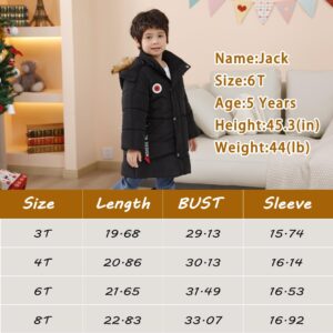 XIFAMNIY Boys Down Jacket Fur Collar Hood Thick Warm Winter Coat Parka Padded Outerwear 3-6T