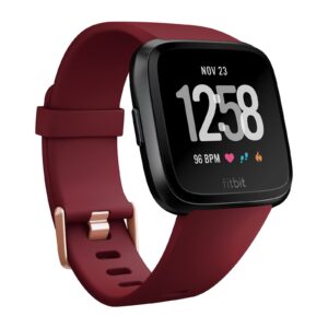 Fitbit Versa Smart Watch, Red Aluminium, One Size (S & L Bands Included) (Red Aluminium) (Renewed)