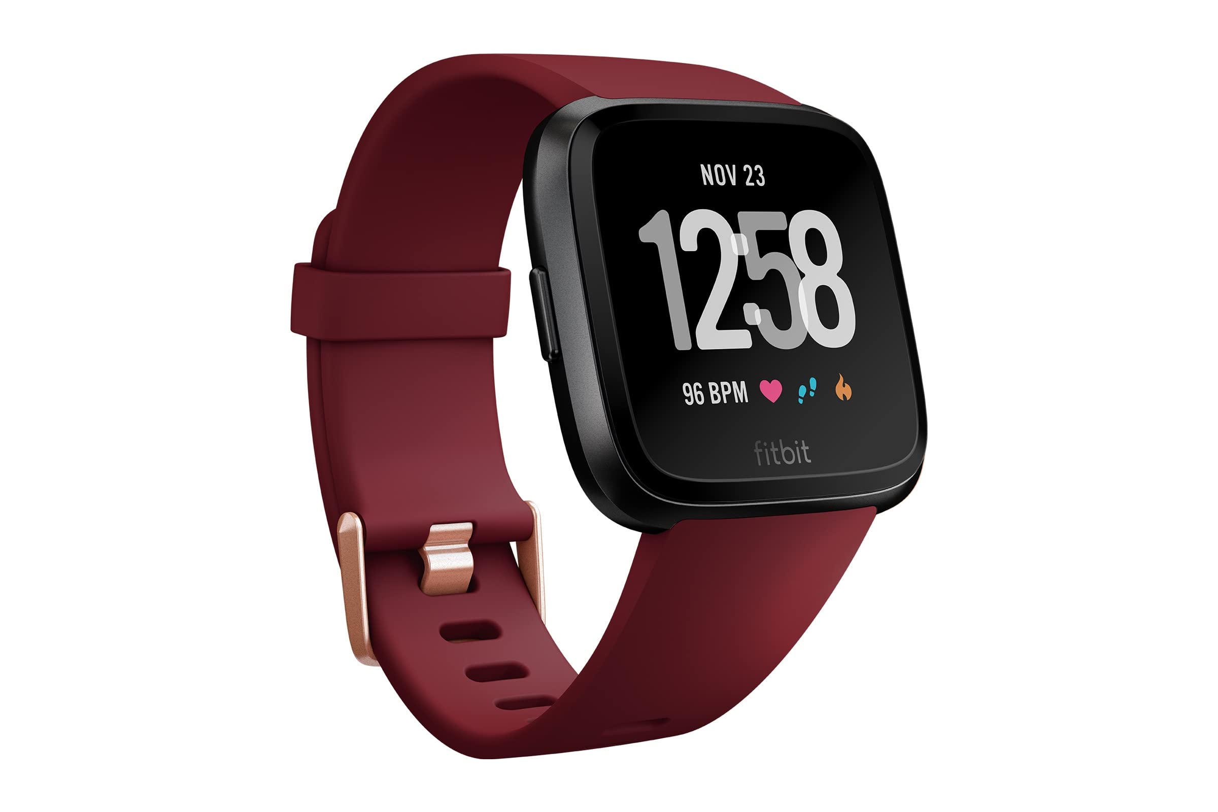 Fitbit Versa Smart Watch, Red Aluminium, One Size (S & L Bands Included) (Red Aluminium) (Renewed)