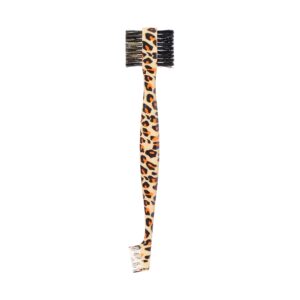 red by kiss dual edge brush 3 in 1 edge brush comb soft and hard board bristles (leopard)