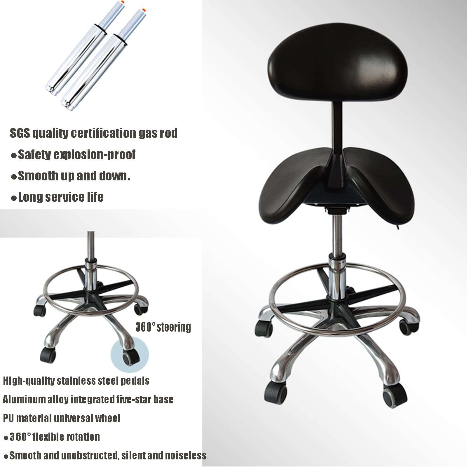 JMYSD Ergonomic Split Saddle Stool Dentist Chair Dental Stool Height Adjustable for Hospital Laboratory Salon Office Home,B1