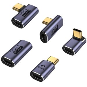 areme 5 pack usb c adapter, 90 degree up&down, left&right angle usb type c male to female extender, female to female coupler for steam deck, rog ally, switch, macbook pro/air and more (purple)