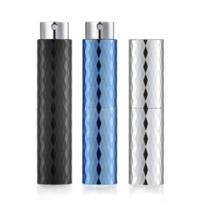 lisapack 8ml atomizer perfume spray bottle (3 pcs) empty cologne dispenser portable (black，blue, silver)