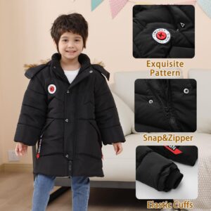 XIFAMNIY Boys Down Jacket Fur Collar Hood Thick Warm Winter Coat Parka Padded Outerwear 3-6T