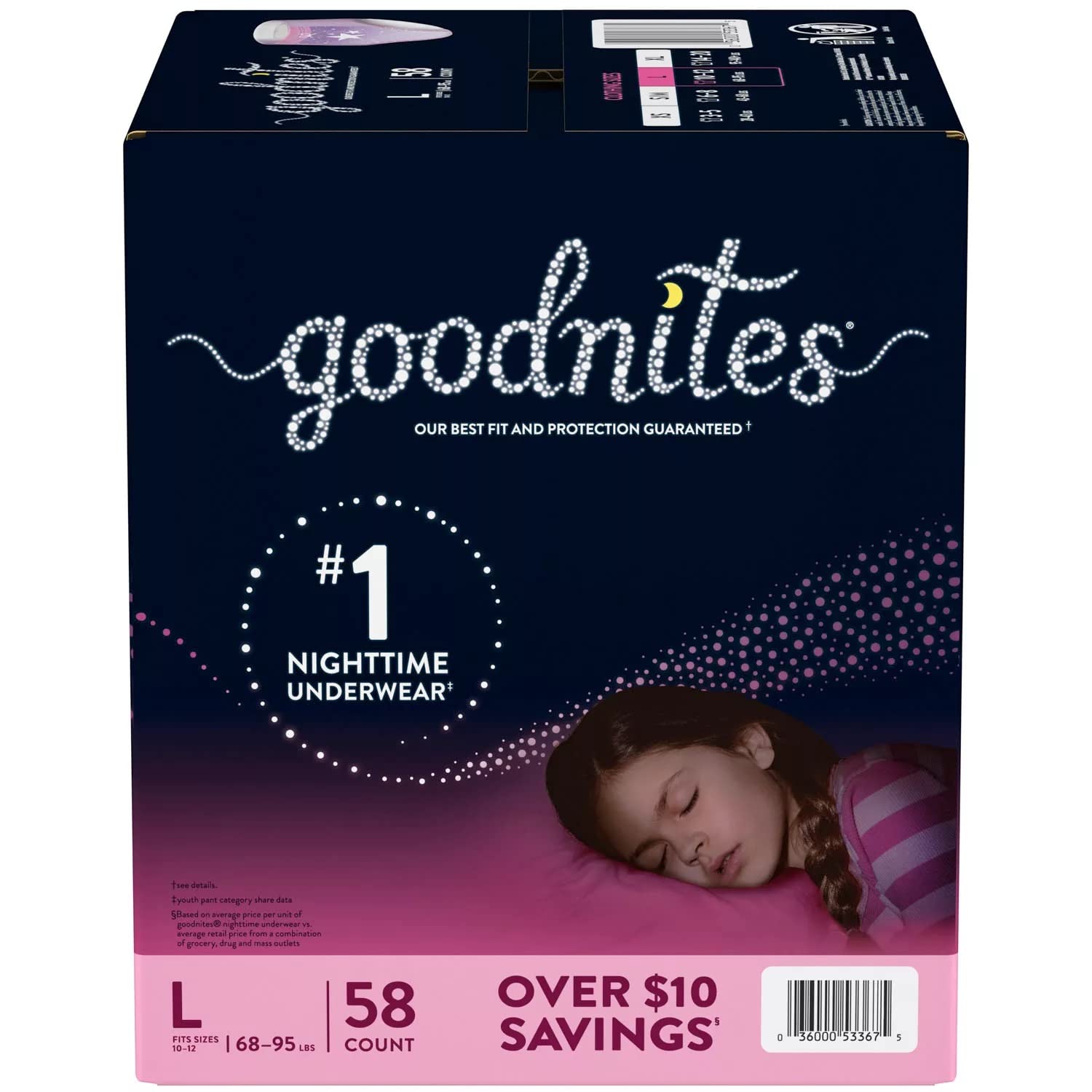 GoodNites Bedtime Underwear for Girls, Large (68-95 Pounds), 58 Count