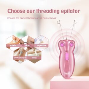 Facial Threading Hair Removal for Women - Electric Ladies Thread Hair Remover, Automatic Threader Machine Epilator for Fine Hairs on Face, Chin, Upper Lip, Arms