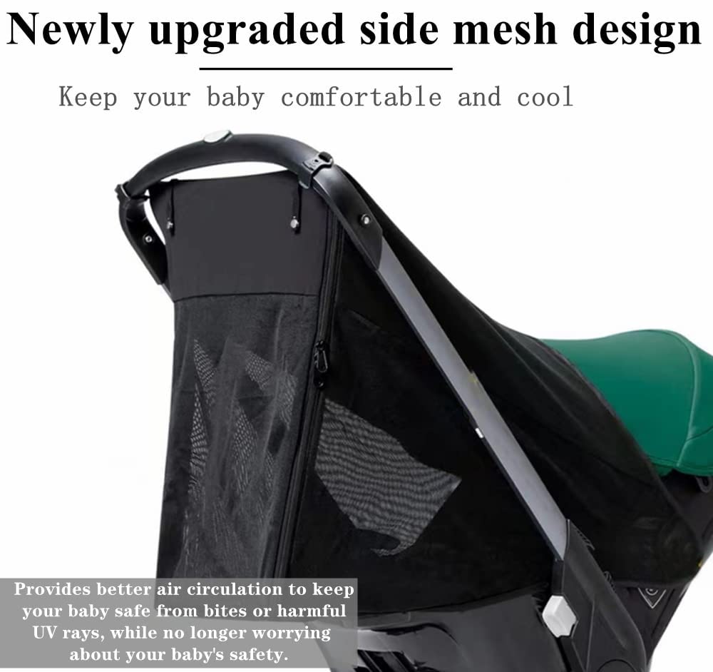 iNelihoo Snap-on Baby Stroller Sun Shade Compatible with Doona, Breathable 360° Full Coverage Sun Protection Canopy, Functional Anti-UV Stroller Blackout Cover Shield Sun Cover Shade fit Doona