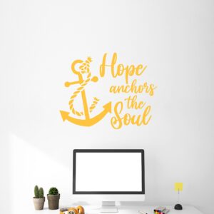 Hope Customized Vinyl Wall Decal - Customized Nautical Inspirational Quote - Hope Anchors The Soul With Anchor Silhouette - Home Decoration for Family Room, Nursery, Bedroom, or Beach House - Removable Sticker