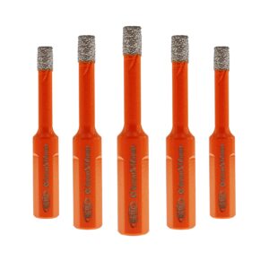 dry diamond core drill bit, bgtec 5pcs 6mm 1/4" vacuum brazed hole saw with triangle shank for porcelain tile ceramic granite marble masonry