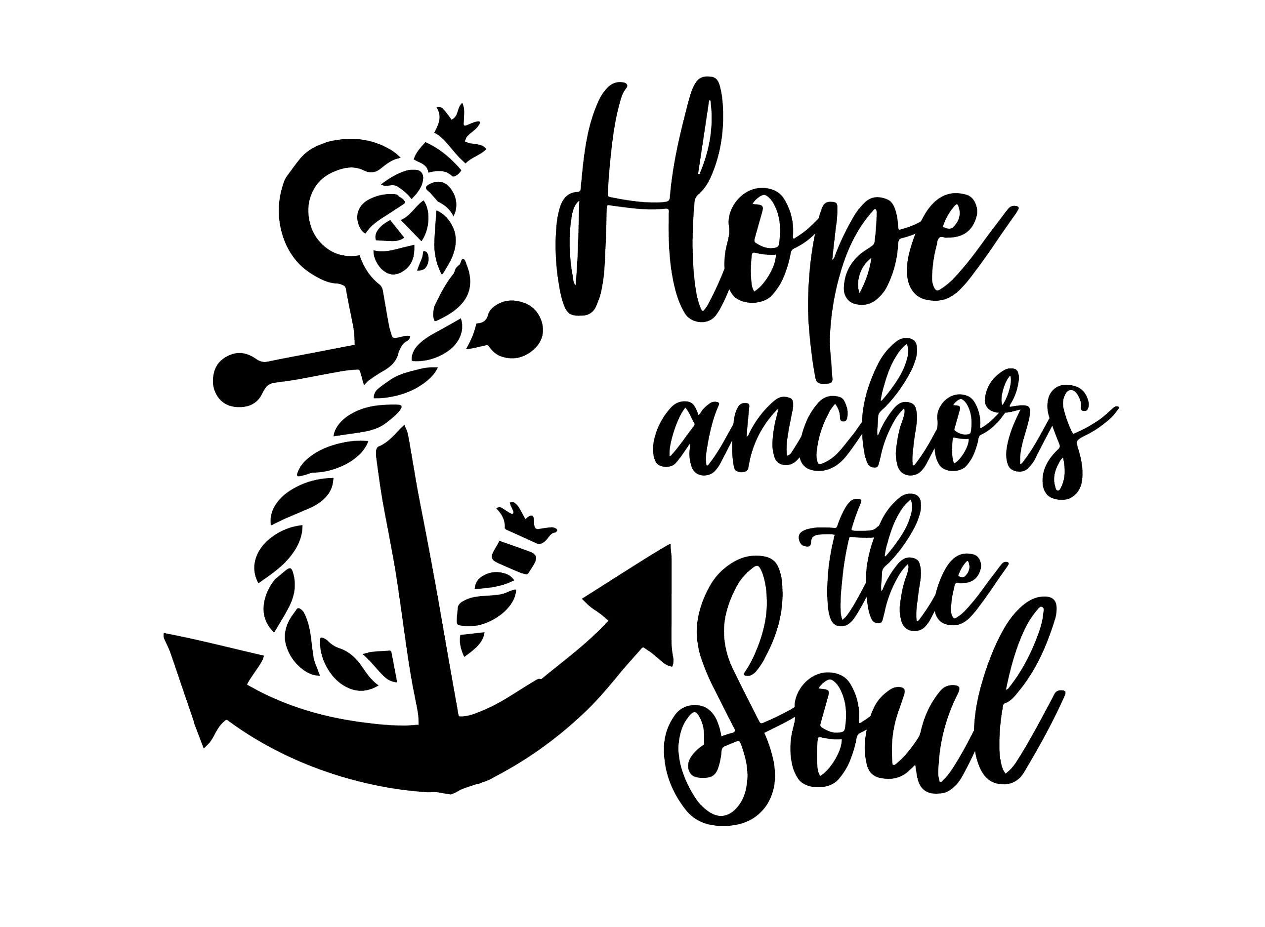 Hope Customized Vinyl Wall Decal - Customized Nautical Inspirational Quote - Hope Anchors The Soul With Anchor Silhouette - Home Decoration for Family Room, Nursery, Bedroom, or Beach House - Removable Sticker