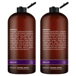 Natural Riches Peppermint Shampoo & Conditioner Set - Clarifying Formula for Thinning Hair, Fights Hair Loss, Promotes Hair Growth, Hydrating & Refreshing, Sulfate Free for Men Women, 16 fl oz each