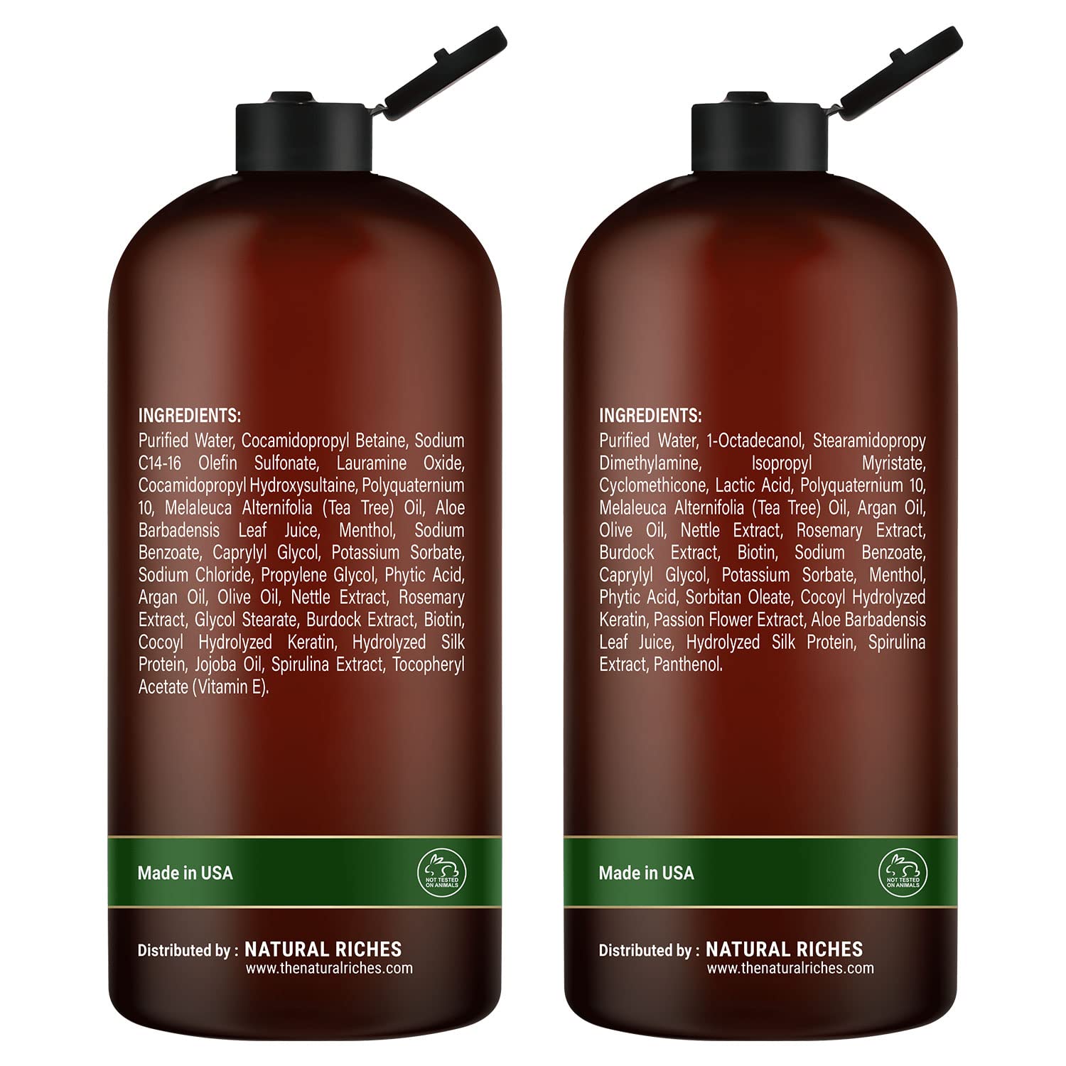 Natural Riches Refreshing Women's and Men's Shampoo and Conditioner Set - With Pure Tea Tree Oil, Boosts Shine, Tames Frizz, Sulfate-Free, Good for Dry, Itchy Scalp