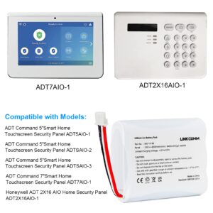 LINKCOMM 300-10186 Battery Replacement for ADT Command Smart Security Panel, 3.6V/4.2V 8000mAh Lithium ion Battery Pack