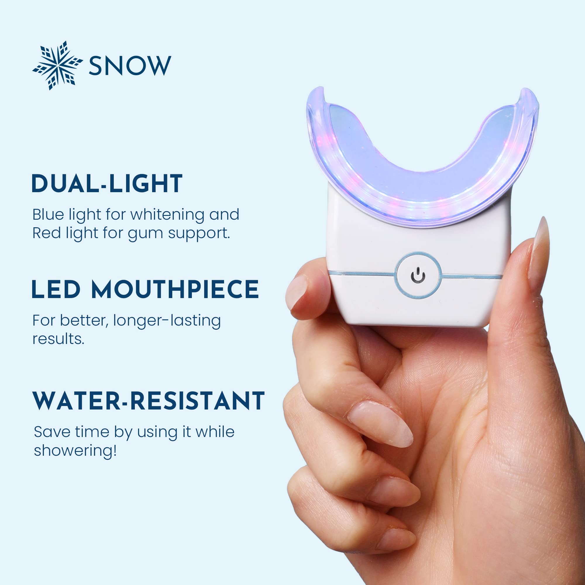 SNOW Advanced Wireless Teeth Whitening Kit - Limited Edition Wireless Teeth Whitening Kit - Portable LED Light Teeth Whitener with Gel Teeth Whitening Pens - 3 Pack, White