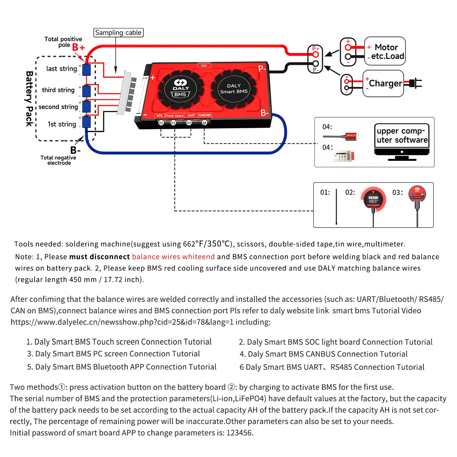 DALY Bluetooth BMS Lifepo4 48V 250A 15S Battery Protection Board with Smart Communiation Function UART Cooling Fan for DIY Camping RV Energy Supply System(Smart BMS,250A Fan)