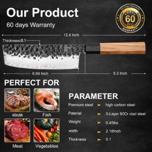 Ink Plums 6.7 Inch Kitchen Usuba Knife,Vegetable Cleaver Knife Asian Nakiri Knife,Stainless Steel With Hand-forged,Olivewood Handle and Gift Box for Family & Restaurant