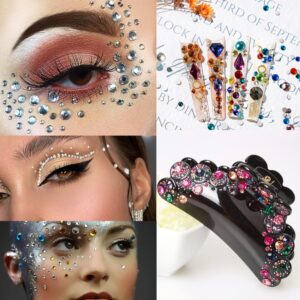 2752 Pcs Self Adhesive Rhinestones for Makeup 16 Sheets 16 Colors Eye Nail Gems Face Jewels Stick on, DIY Craft Nail Art Makeup hair Rave Festival Accessories Costume for Women