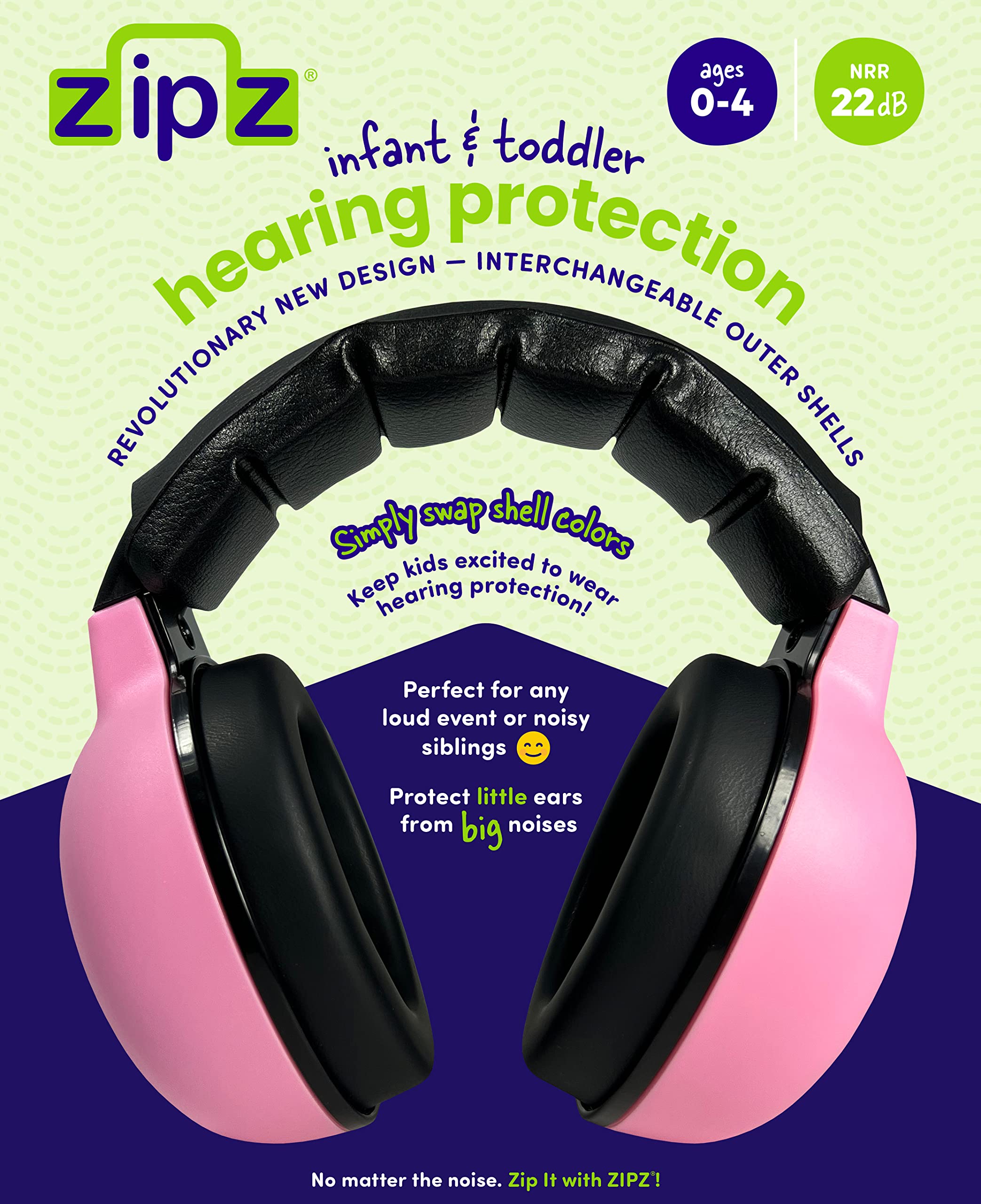 ZIPZ Baby & Toddler Earmuffs – Innovative Design – Change Colors with Magnetic Shells – Hearing Protection Headphones 0-4 yrs