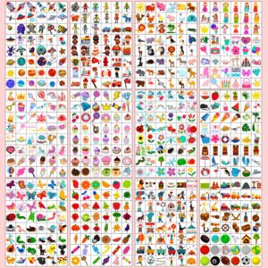 Partywind 960 PCS Individually Wrapped Tattoos for Kids Bulk, Cute Temporary Tattoo Stickers for Birthday Party Supplies Favors, Fake Tattoos for Kids Christmas Games (20 Sheets)