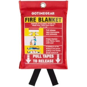 go time gear emergency fire blanket for home and kitchen, fire retardant emergency fire blanket kit, survival fireproof blanket up to 1,200 degrees fahrenheit