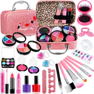 giftinbox kids makeup kit for girls, 25 pcs real makeup set, washable makeup set toy with cosmetic case, non-toxic little girls makeup kit, pretend makeup for toddler kid girls 5 6 7 8 9 10 year old…