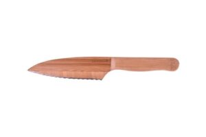 usra bamboo kitchen chef knife forged titan razor sharp edge one touch cut technology with rustic aestetic