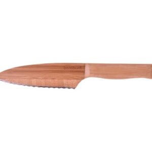 USRA Bamboo Kitchen Chef Knife Forged Titan Razor Sharp Edge One Touch Cut Technology With Rustic Aestetic