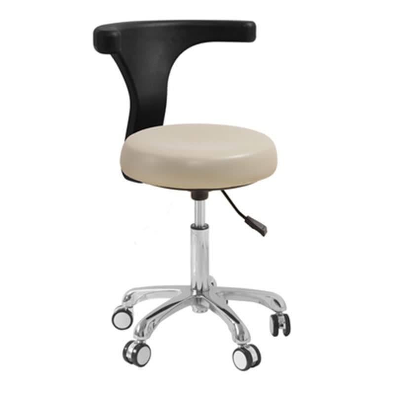 GUNEL Medical Dentist Chair Dental Stool Dental Mobile Chair, Height Adjustable Doctor Chair with 360 Degree Rotation Backrest and Seat (Color : Beige, Size : A(Without Foot Rest))