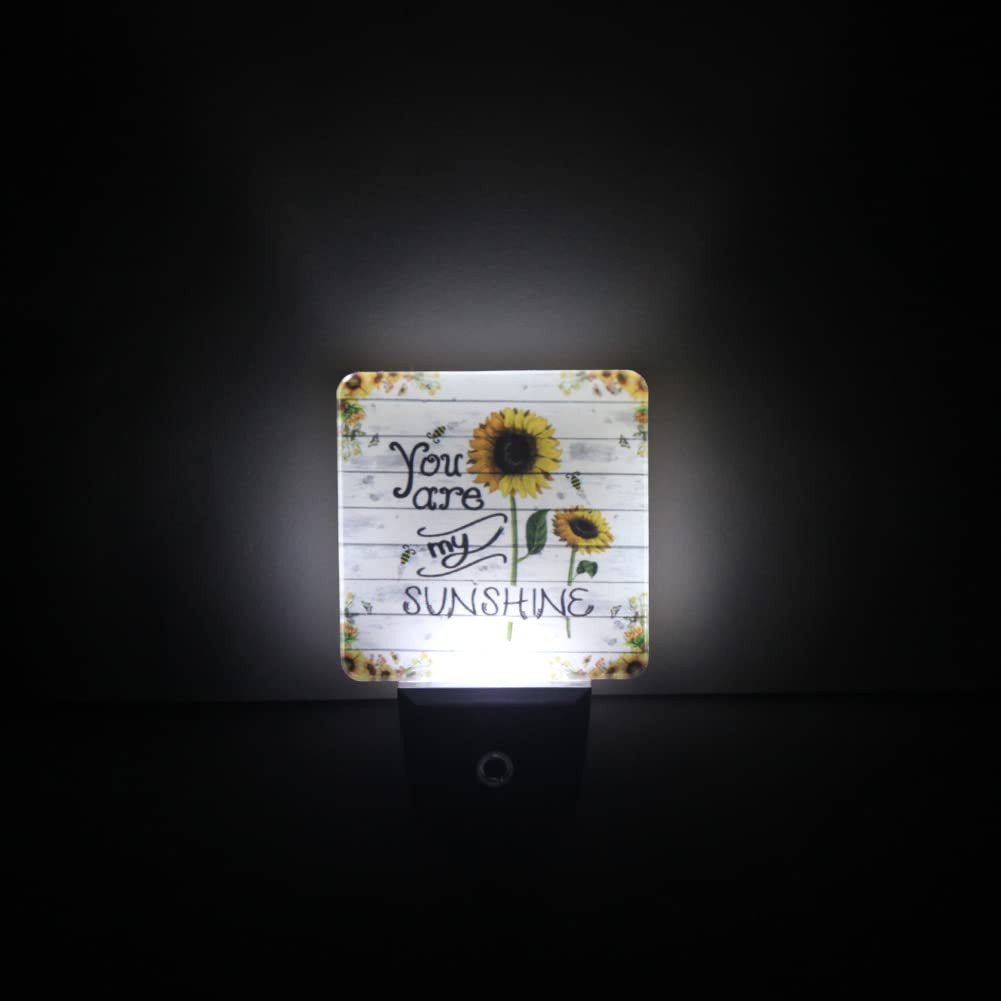 Sunflower Plug in Nightlights with Light Sensor Rustic Automatic Dusk to Dawn Sunshine Night-Lights Unique Custom Led Home Night Light for Dark Spaces Kids Room Nursery Playroom Toilet Bathroom Décor