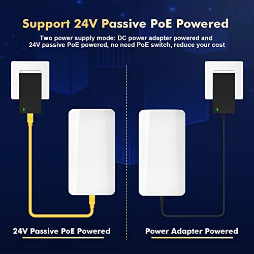 Outdoor Wireless Bridge, Point to Point WiFi Bridge, 2.4GHz 500M-1KM Distance, 2X 100Mbps Ethernet Port, 24V PoE Adapter, 2 Pack