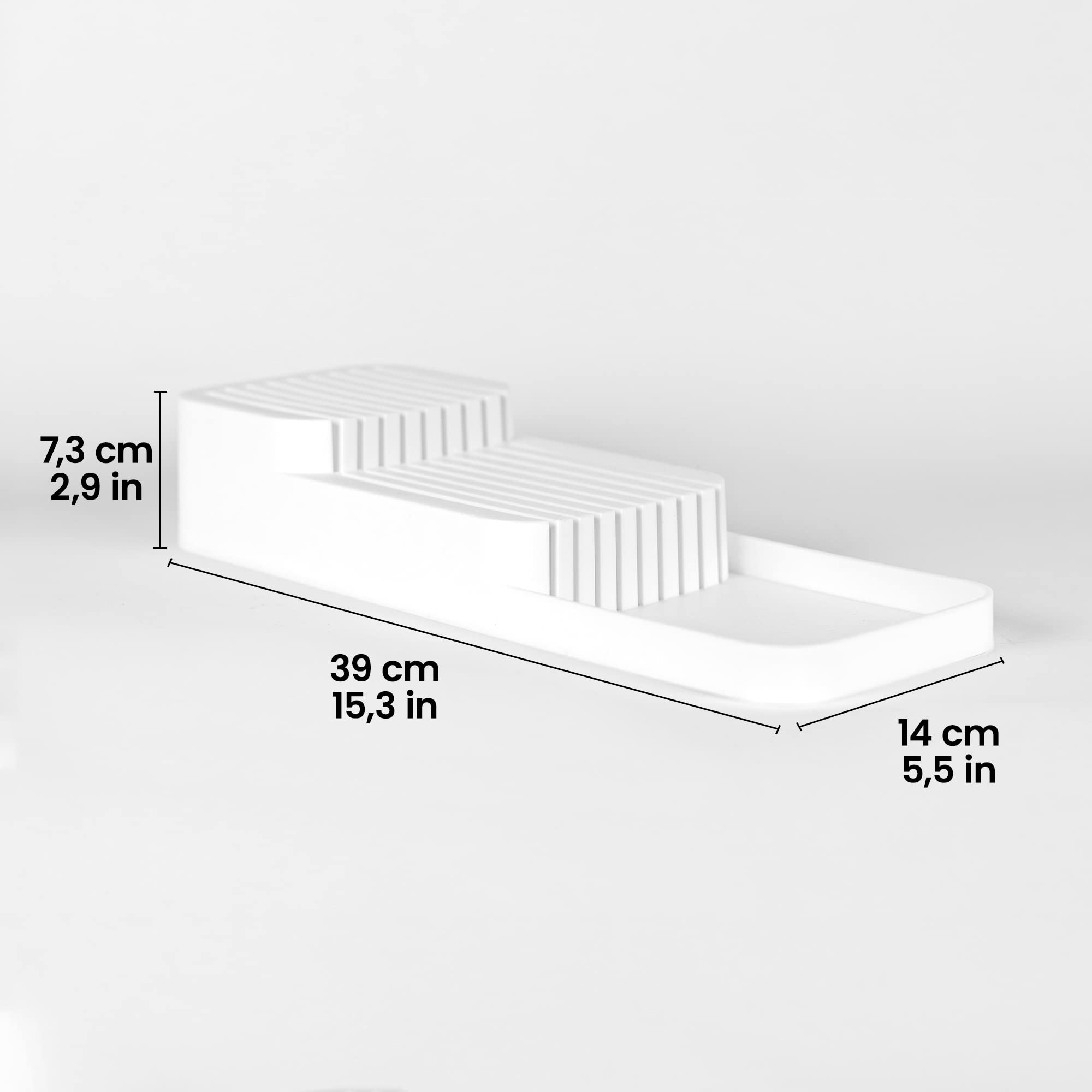 DecoBella Kitchen Drawer Knife Organizer, BPA-Free Plastic Countertop Knife Block, Universal Knife Holder for Drawers, Plastic Drawer Organizer Tray for Knives (White)