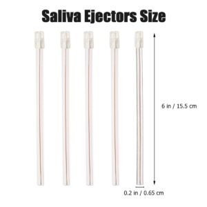 Bag of 100 Dental Disposable Saliva Ejectors Dental Suction Tips, Saliva Aspirator Tube & Evacuation Suction Tips, Clear Body with White/Blue Tips (White)