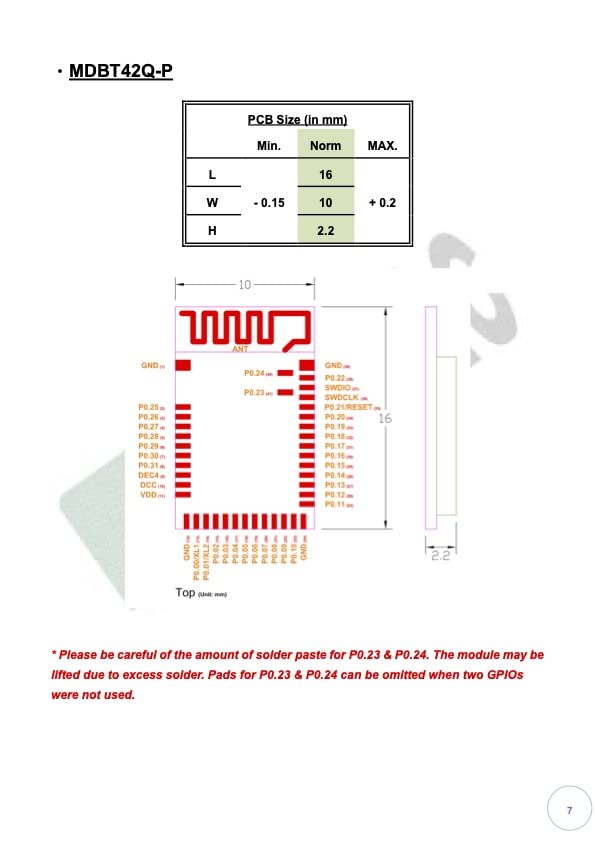 MDBT42Q-P512KV2 Nordic nRF52832 Solution Chip ANT 32 GPIO Bluetooth Module BT5.2 FCC IC CE Telec KC SRRC (3pcs Pak)