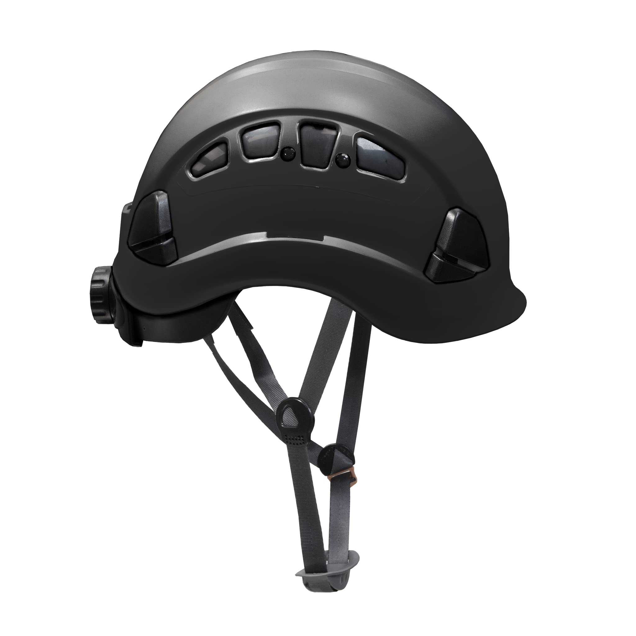 JORESTECH - ABS Work-at-Height and Rescue Hard Hat Slotted Ventilated Helmet w/Adjustable Ratchet 6-Point Suspension ANSI Z89.1-14 (Black)