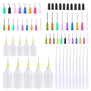 69pcs 30ml 50ml precision tip applicator bottles kit, dispensers applicator bottles for liquid, glue oil, acrylic paint – 10 squeeze bottles, 10 syringe caps, 10 glue nozzles and 39 dispensing needle