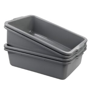 hespama 4 pack commercial bus tub box, 32 l extra large dish pan, grey