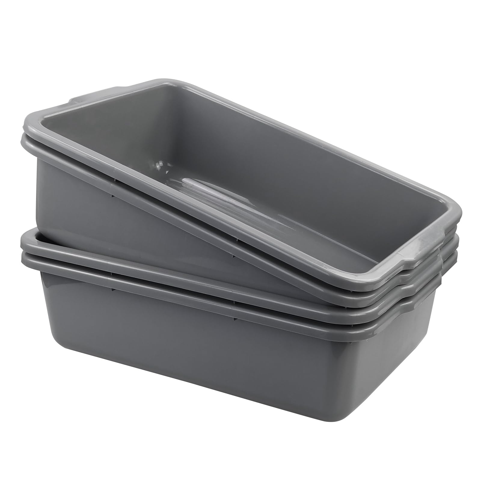 Hespama 4 Pack Commercial Bus Tub Box, 32 L Extra Large Dish Pan, Grey